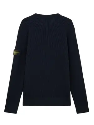 Stone Island Ribbed Crew Neck Wool Sweater
