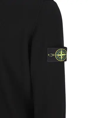 Stone Island Wool Sweater With Logo Patch - Black