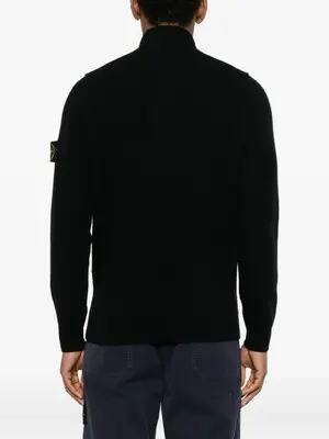 Stone Island Wool Turtleneck Sweater With Buttoned Placket And Logo Patch