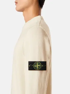 Stone Island Wool Sweater With Logo Patch