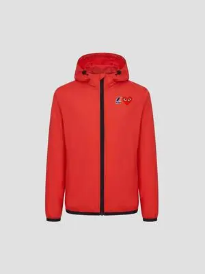 Play Comme Des Garcon Full-zip Hooded Jacket With Iconic Heart Logo - Red