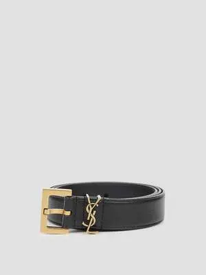 Saint Laurent Cassandra Logo Leather Belt - 1000