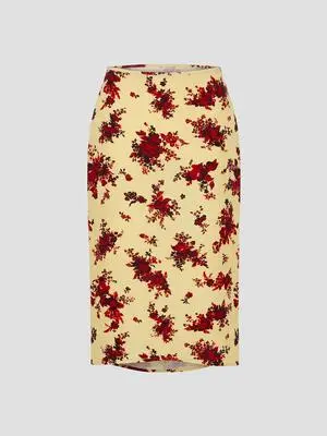 JIL SANDER Floral Print Viscose Mini Skirt