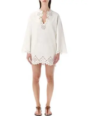 MARANT ETOILE MARANT ETOILE Embroidered Lace Trim Mini Dress White