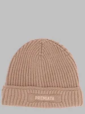 Premiata Ribbed Knit Beanie - Beige