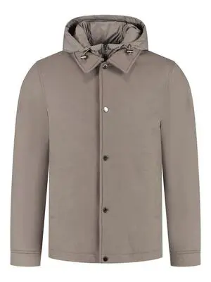 Woolrich Wool Blend Knit Shirt Jacket With Hood - Falcon