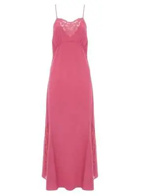 Chloé CHLOÉ Silk Slip Dress With Lace Inserts Fucsia