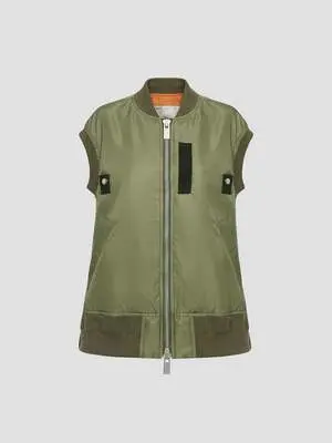 Sacai Nylon Twill Vest - Khaki