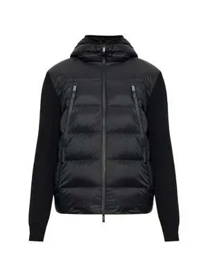 Moncler Hybrid Down Jacket With Quilted Front And Knit Sleeves
