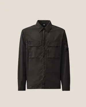 C.P. COMPANY C. P. Company Organic Gabardine Zipped Lens Overshirt - Black