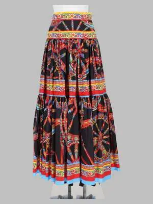 Dolce & Gabbana Printed Tiered Cotton Maxi Skirt - Multicolour