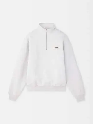 Jacquemus Textured Grosgrain Knit Quarter Zip Sweater - Grey2