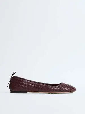 Bottega Veneta BOTTEGA VENETA Braided Leather Ballerina Flats With Square Toe And Back Loop Detail Rosso