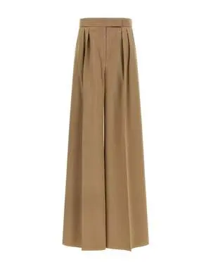 Max Mara Pleated Wide-leg Wool Trousers - Hazelnut