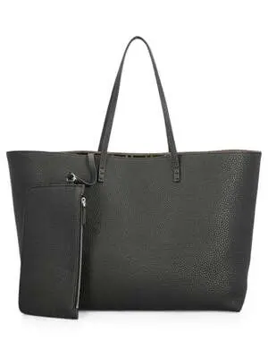 Fendi Medium Roll Leather Shopping Bag - Neromoro