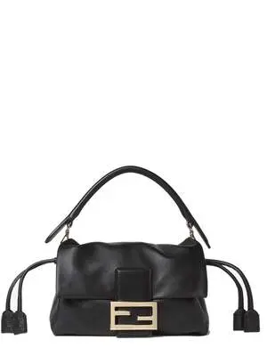 Fendi Baguette Soft Mini Nappa Leather Pouch Bag - Nero