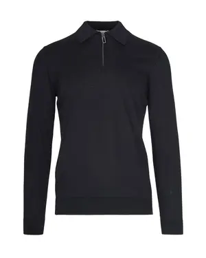 PAOLO PECORA Long Sleeve Half-zip Knit Polo - Nero