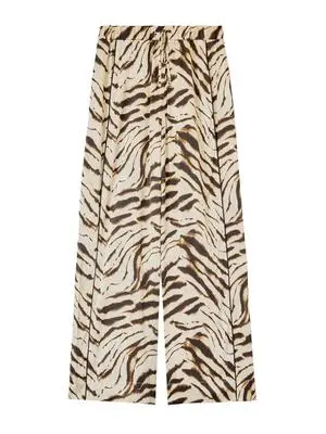 GANNI Printed Stretch Satin Pant For Fall 2026 - Egret