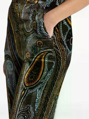 Etro Paisley Motif Velvet Wide-leg Trousers - Grey