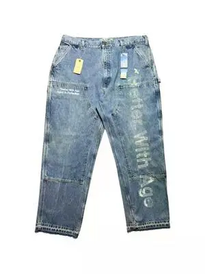 BETTER WITH AGE Forgot Double Knee Hand-beaded Double-knee Jeans - Blue