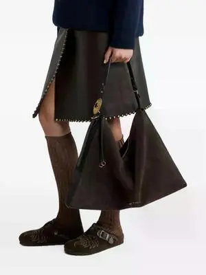 Etro Large Suede Rosette Bag - Brown