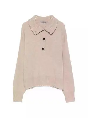 D.exterior Button-down Polo-collar Sweater - Neutrals