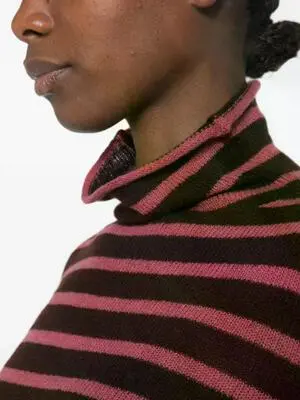 BEYOU Striped Roll-neck Sweater