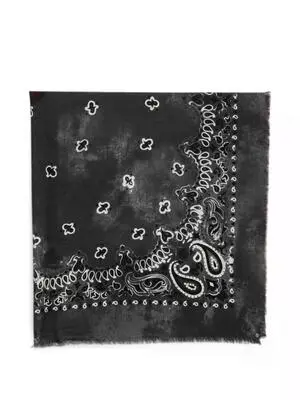 Destin Paisley-print Frayed Scarf - Black