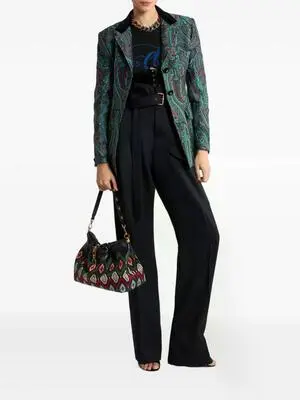 Etro Straight-leg Wool Trousers With Belt And Pockets