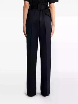 Etro Straight-leg Wool Trousers With Belt And Pockets