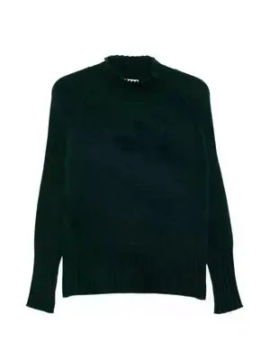 BEYOU Ribbed-trim Raglan-sleeve Sweater - Green