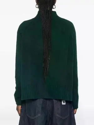 BEYOU Ribbed-trim Raglan-sleeve Sweater - Green