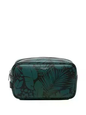 Saint Laurent 2021 Grain De Poudre Tropical Palm Pouch - Blue