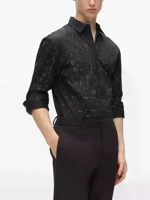 Karl Lagerfeld Monogram Rhinestone Shirt - Black