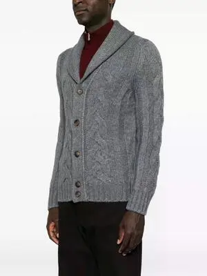GRAN SASSO Shawl Collar Cable Knit Cardigan - Grey