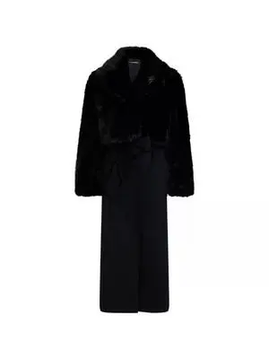 Karl Lagerfeld Belted Faux Fur Coat - Black