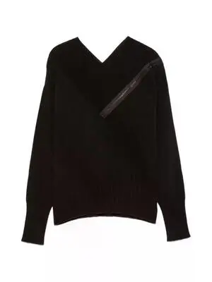 D.exterior Zip-detail V-neck Sweater - Brown