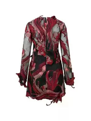 Alberta Ferretti Floral Pattern Long Sleeve Mini Dress