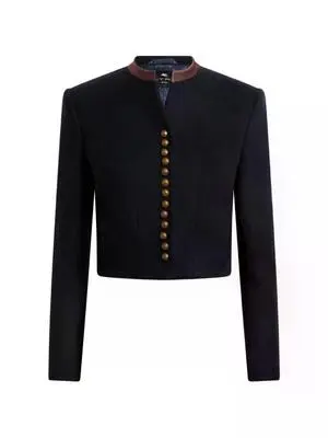 Etro Cropped Wool-blend Jacket With Pegaso Buttons