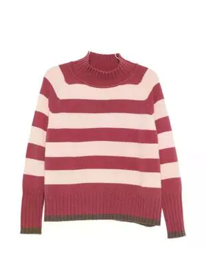 BEYOU Striped Wool Sweater - Pink