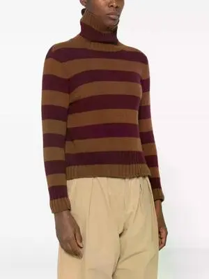 BEYOU Striped Roll-neck Sweater