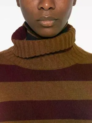 BEYOU Striped Roll-neck Sweater