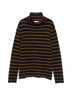 BEYOU Striped Roll-neck Sweater - Blue