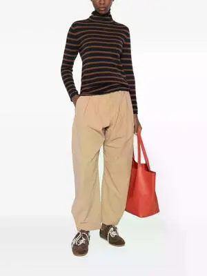 BEYOU Striped Roll-neck Sweater