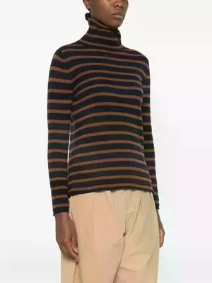 BEYOU Striped Roll-neck Sweater