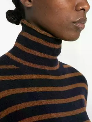 BEYOU Striped Roll-neck Sweater