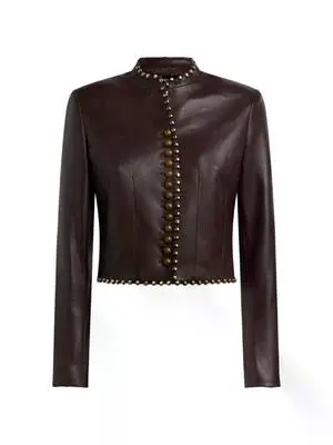 Etro Cropped Leather Jacket With Studs