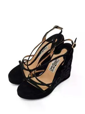 FERRAGAMO Strappy Platform Wedge Sandals