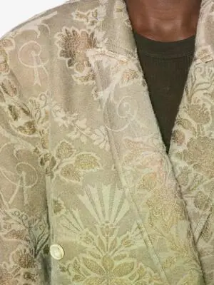 UMA WANG Floral-jacquard Double-breasted Coat