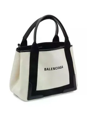 Balenciaga 2019 Navy Cabas Open-top Tote Bag - White